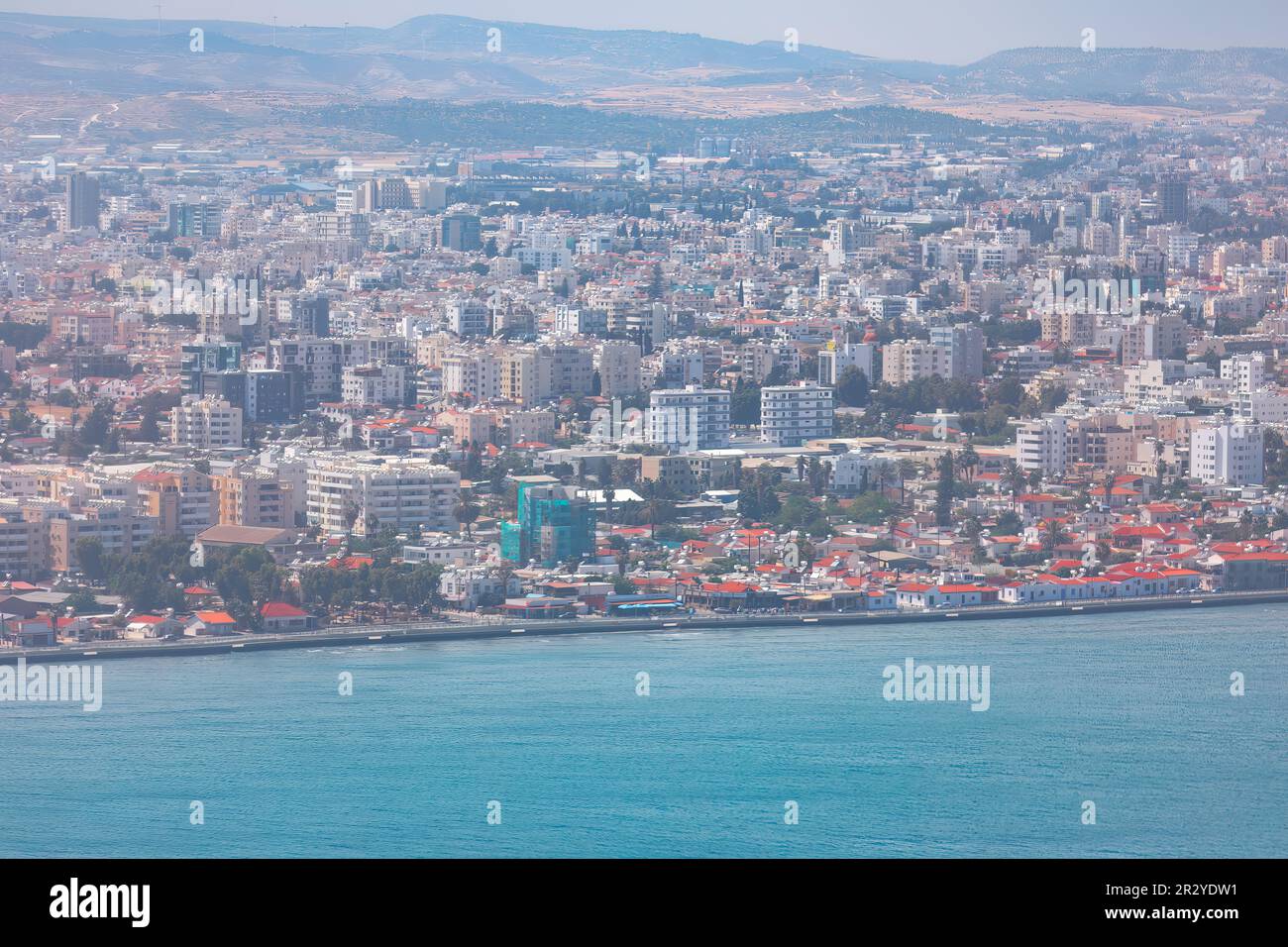 Larnaca Cyprus Aerial Panorama . Coastal city at Mediterranean Sea ...