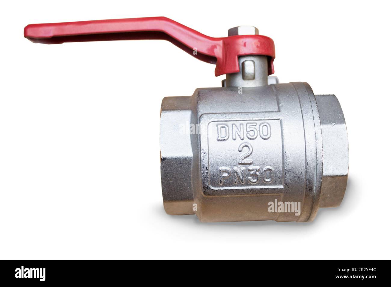 Two inch ball tap with handle-lever isolated on white background Stock ...