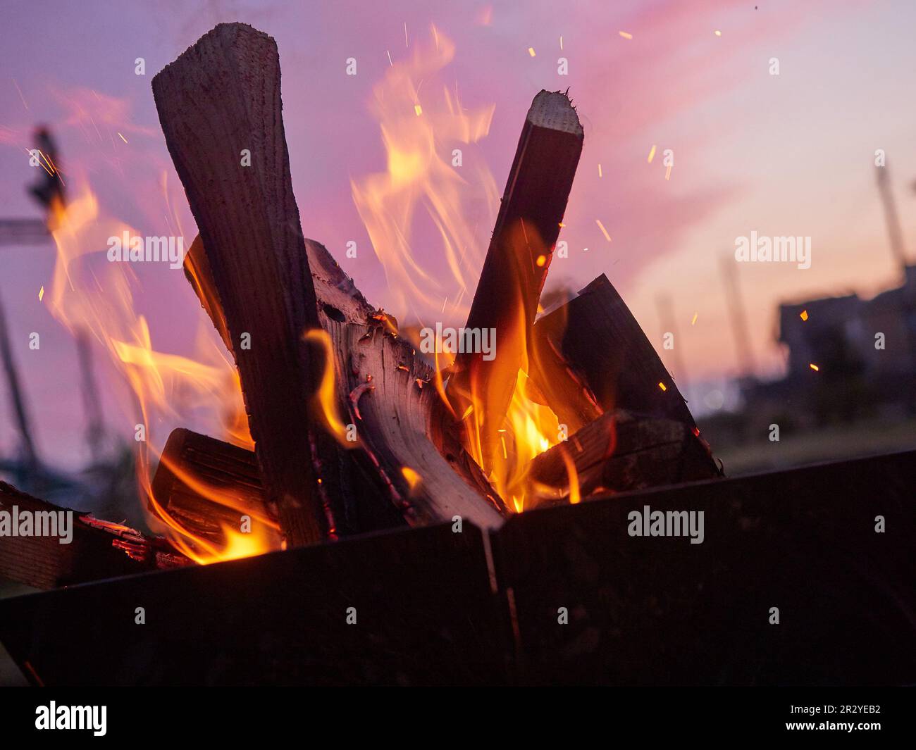 Bonfire image of dusk Stock Photo - Alamy