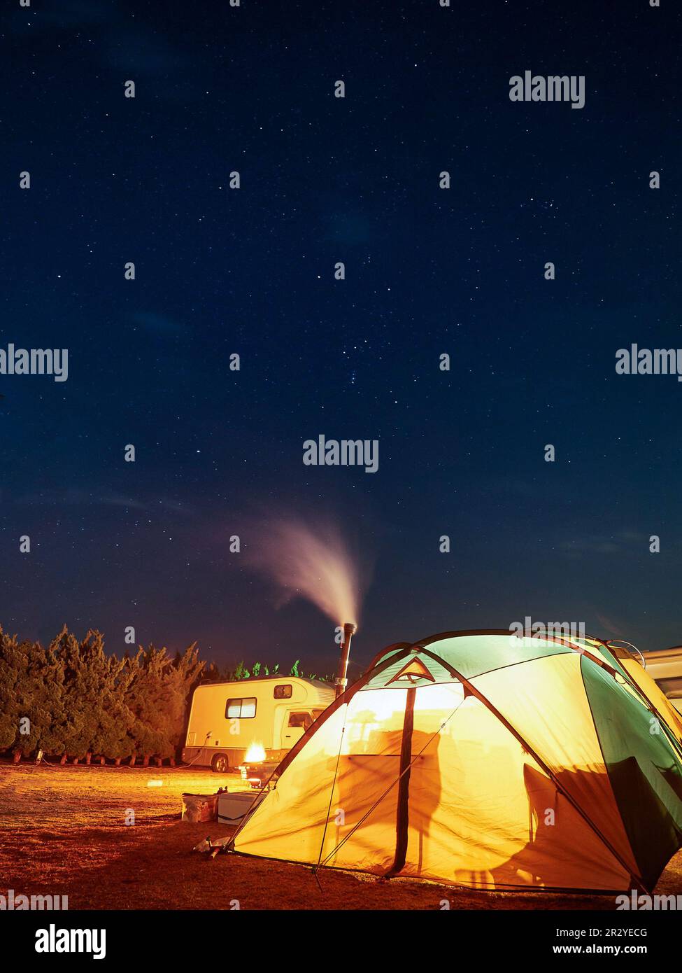 An image of auto-camping under the stars in winter in Japan Stock Photo ...