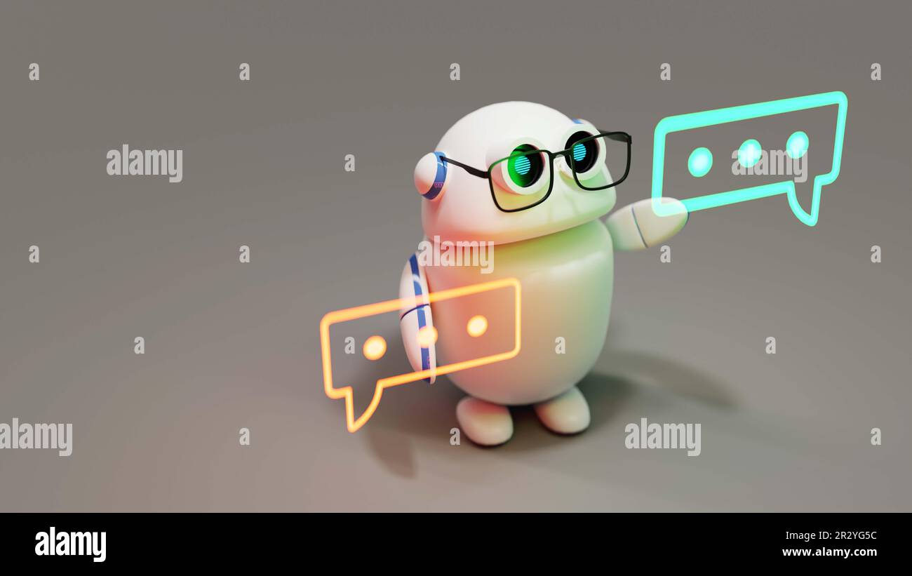 Cute Conversational copilot AI robot with speech bubble, 3d rendering ...