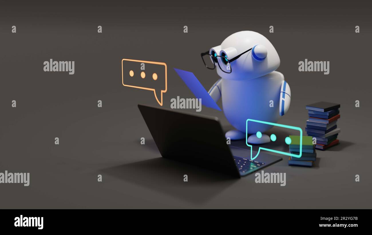 Cute Conversational copilot AI robot with speech bubble, 3d rendering ...