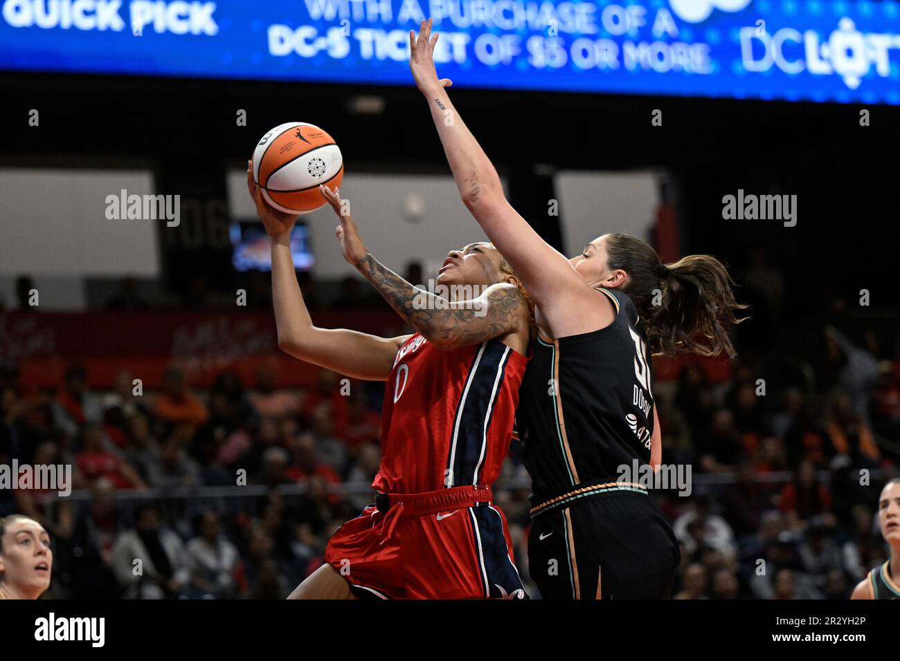 Washington Mystics center Shakira Austin attempts a layup against New ...