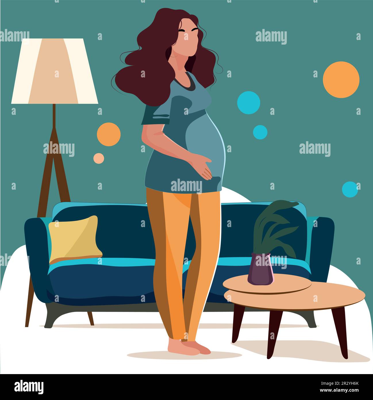 Pregnant woman, concept vector illustration in cute cartoon style ...