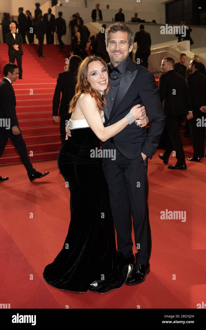 Cannes, France. 22nd May, 2023. Laetitia Dosch and Guillaume Canet ...