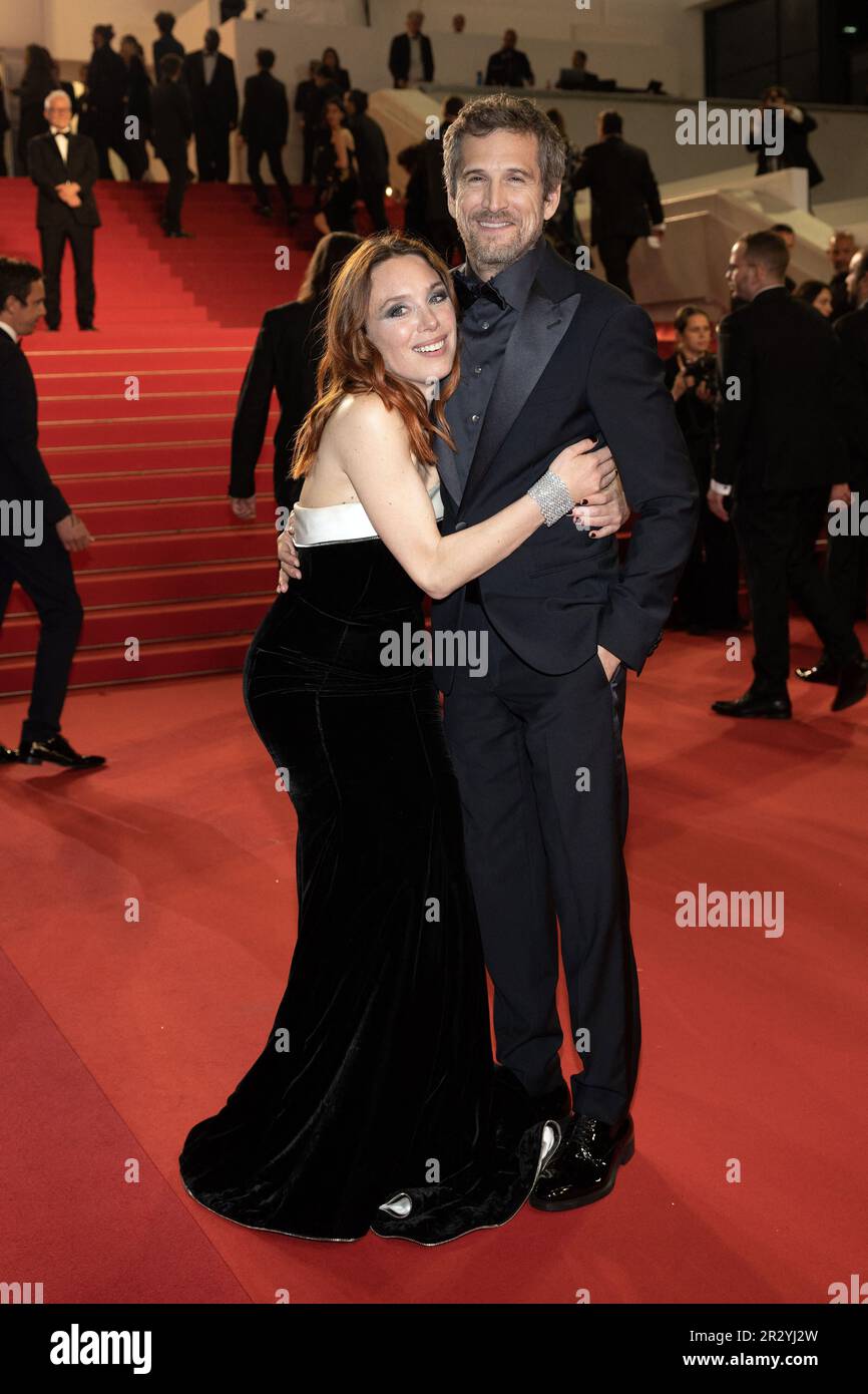 Cannes, France. 22nd May, 2023. Laetitia Dosch and Guillaume Canet ...