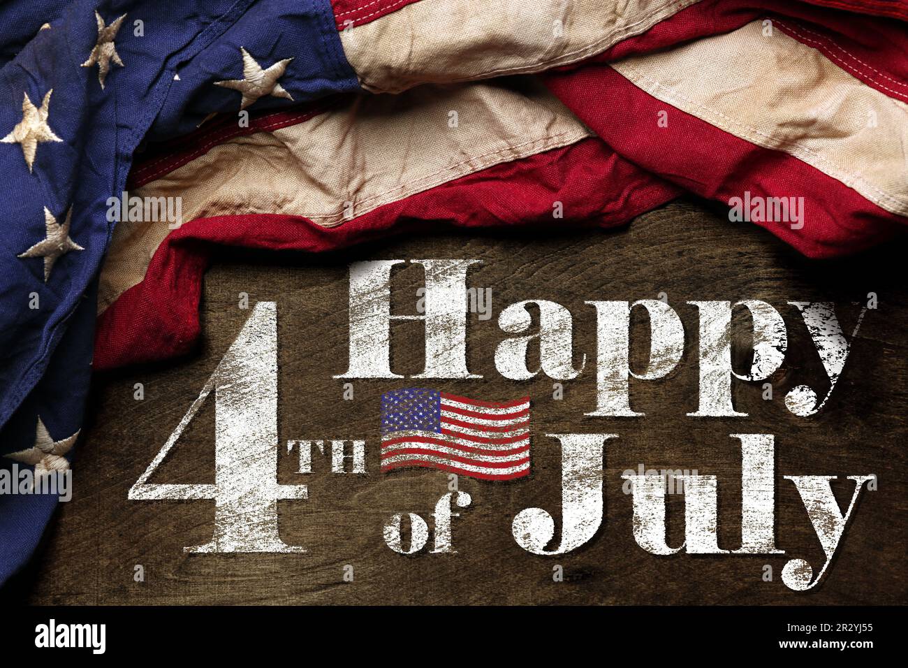 Happy fourth of July text with red, white, and blue American Flag Stock ...