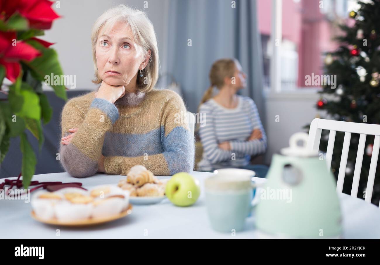 Portrait of a mature woman who took offense at daughter Stock Photo - Alamy