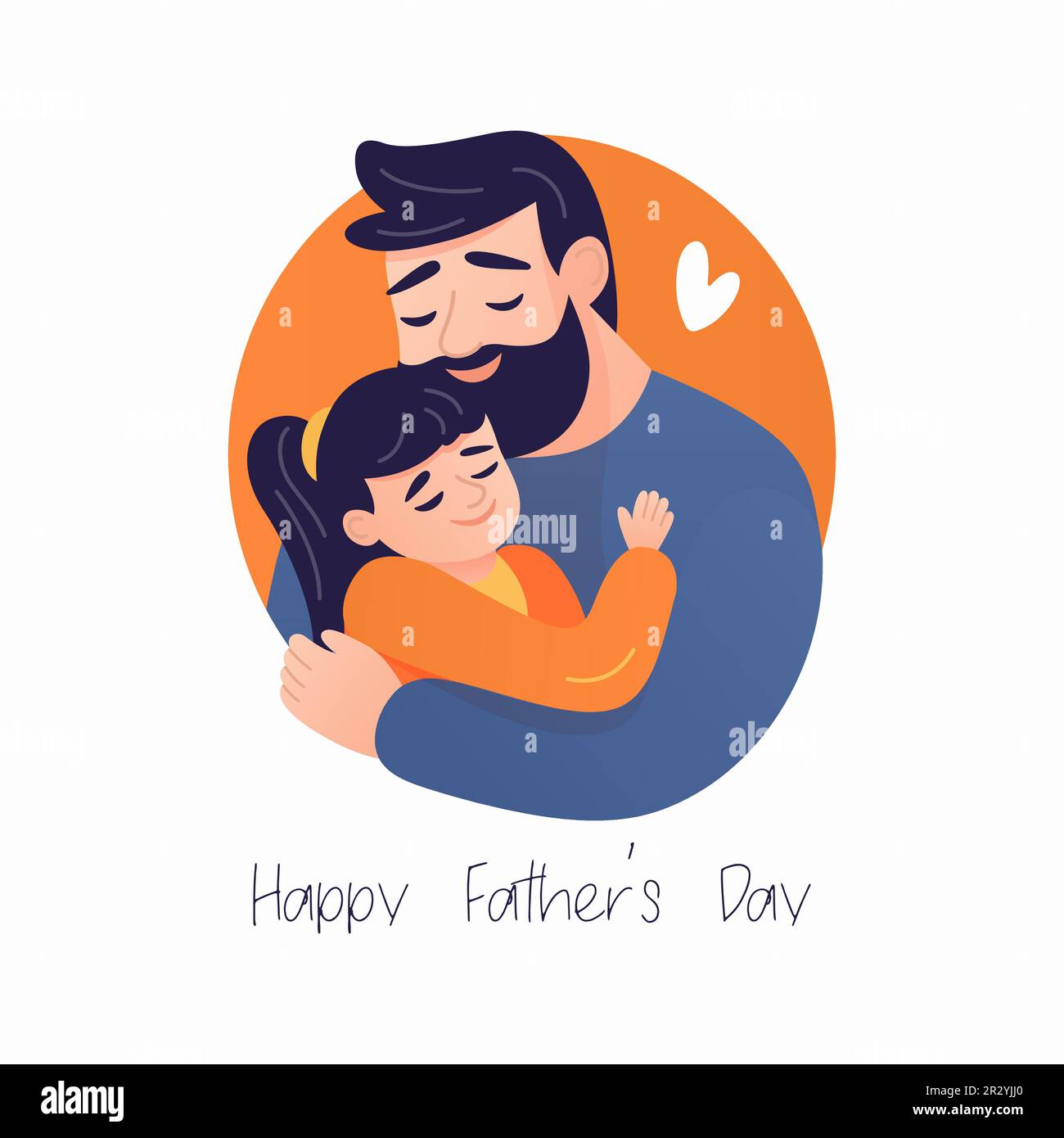 Cartoon Flat Characters - Father and His Little Daughter. Happy Smiling ...
