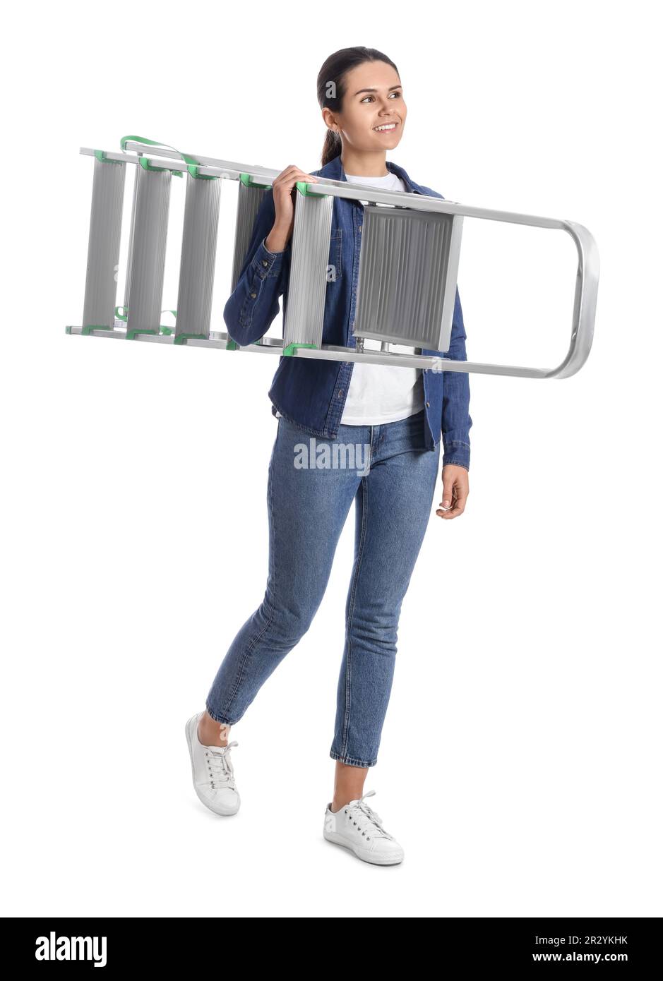 Holding step ladder Cut Out Stock Images & Pictures - Alamy