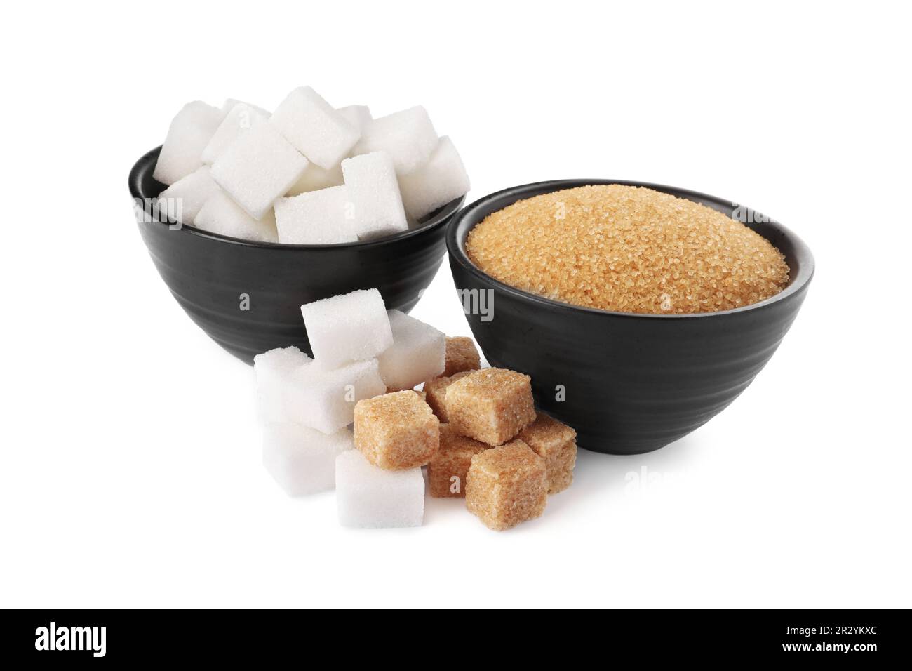 Different types of sugar on white background Stock Photo - Alamy