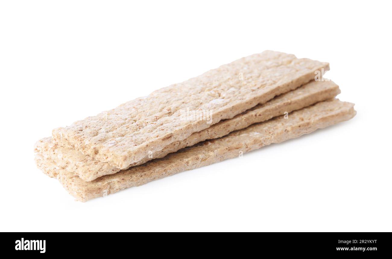 Tasty fresh rye crispbreads isolated on white Stock Photo - Alamy