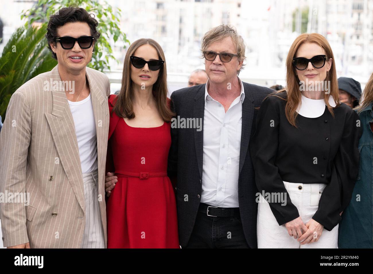 Cannes, France. 22nd May, 2023. Charles Melton, Natalie Portman, Todd Haynes and Julianne Moore ...