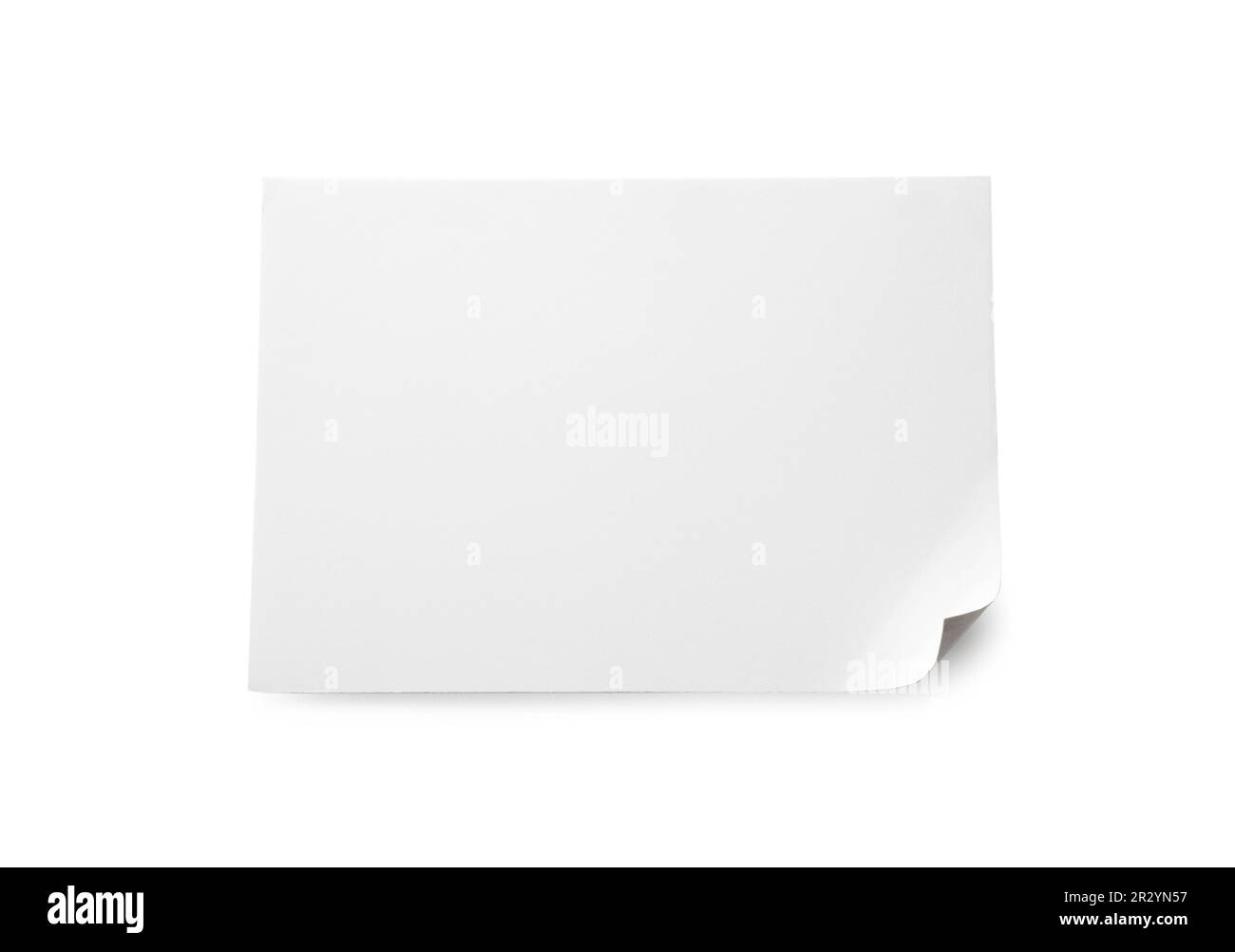 Blank paper sheet with turned down corner isolated on white, top view ...
