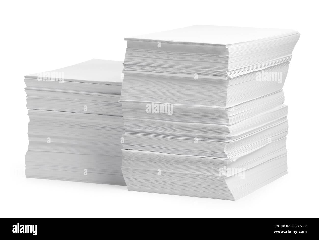 Stacks of paper sheets on white background Stock Photo - Alamy