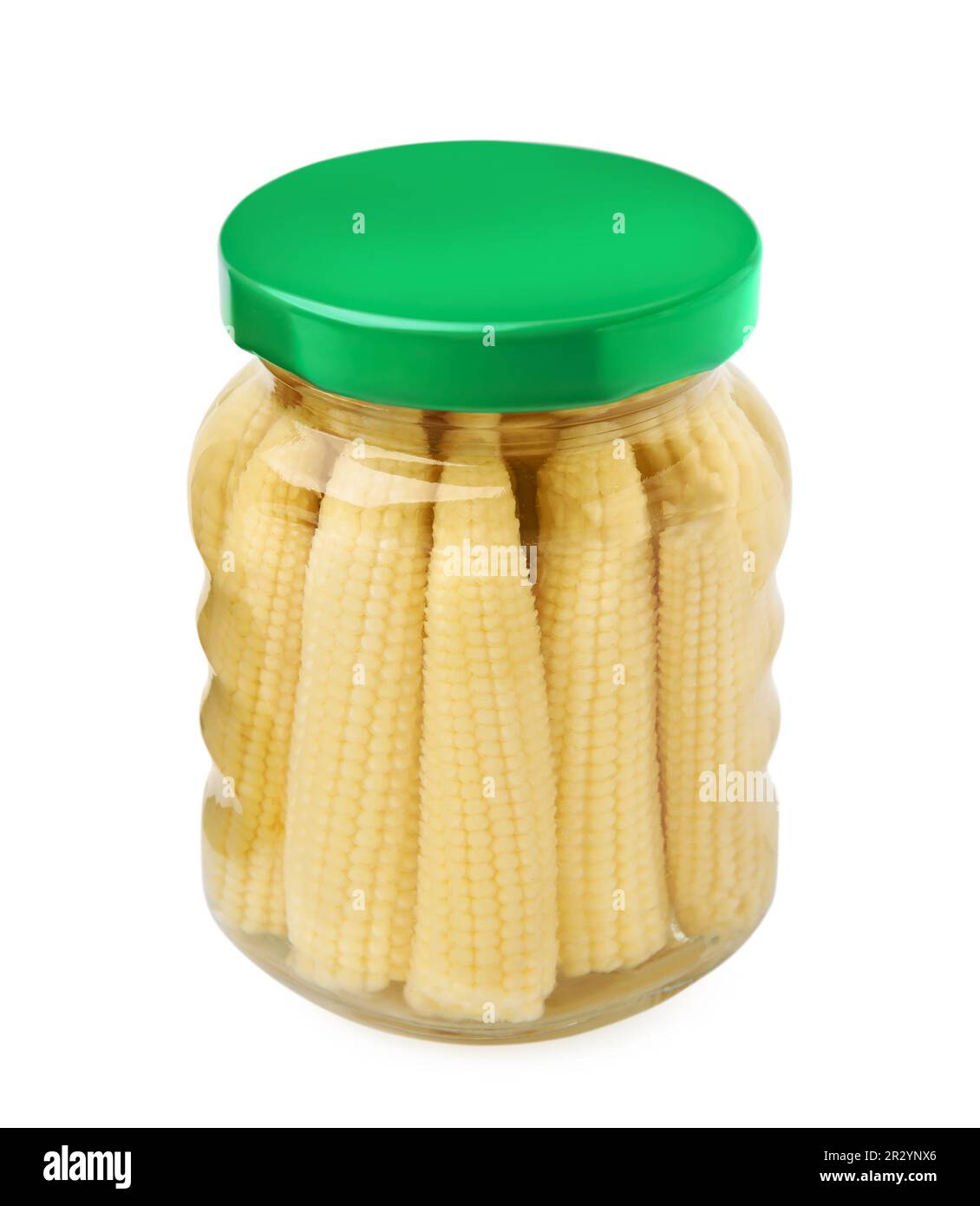 Jar of pickled baby corn isolated on white Stock Photo - Alamy