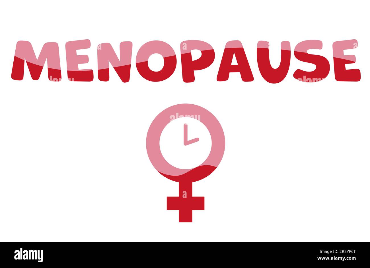 Women's health changes. Female gender symbol with clock inside under ...