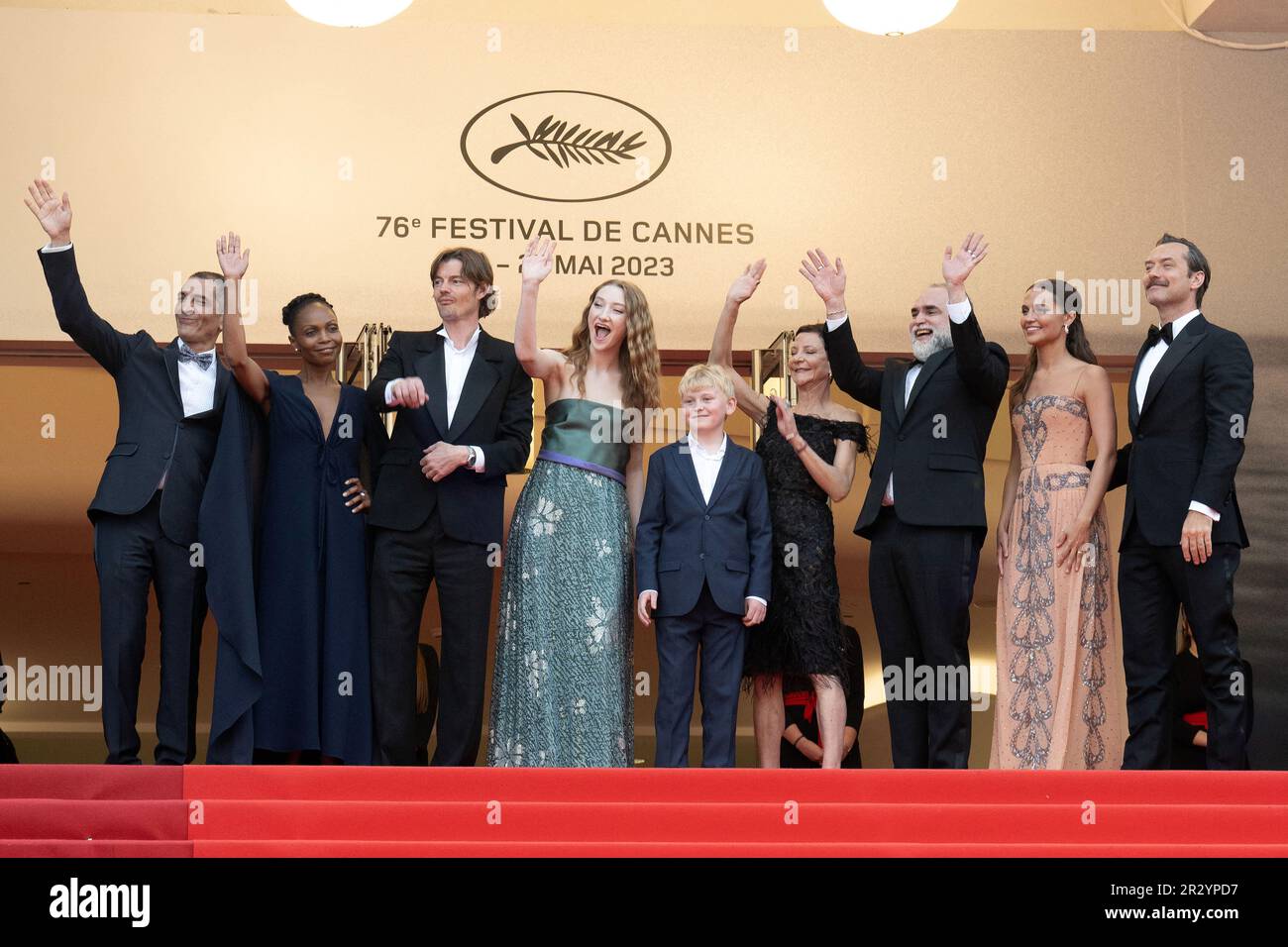 Cannes, France. 21st May, 2023. Amr Waked, Mina Andala, Sam Riley ...