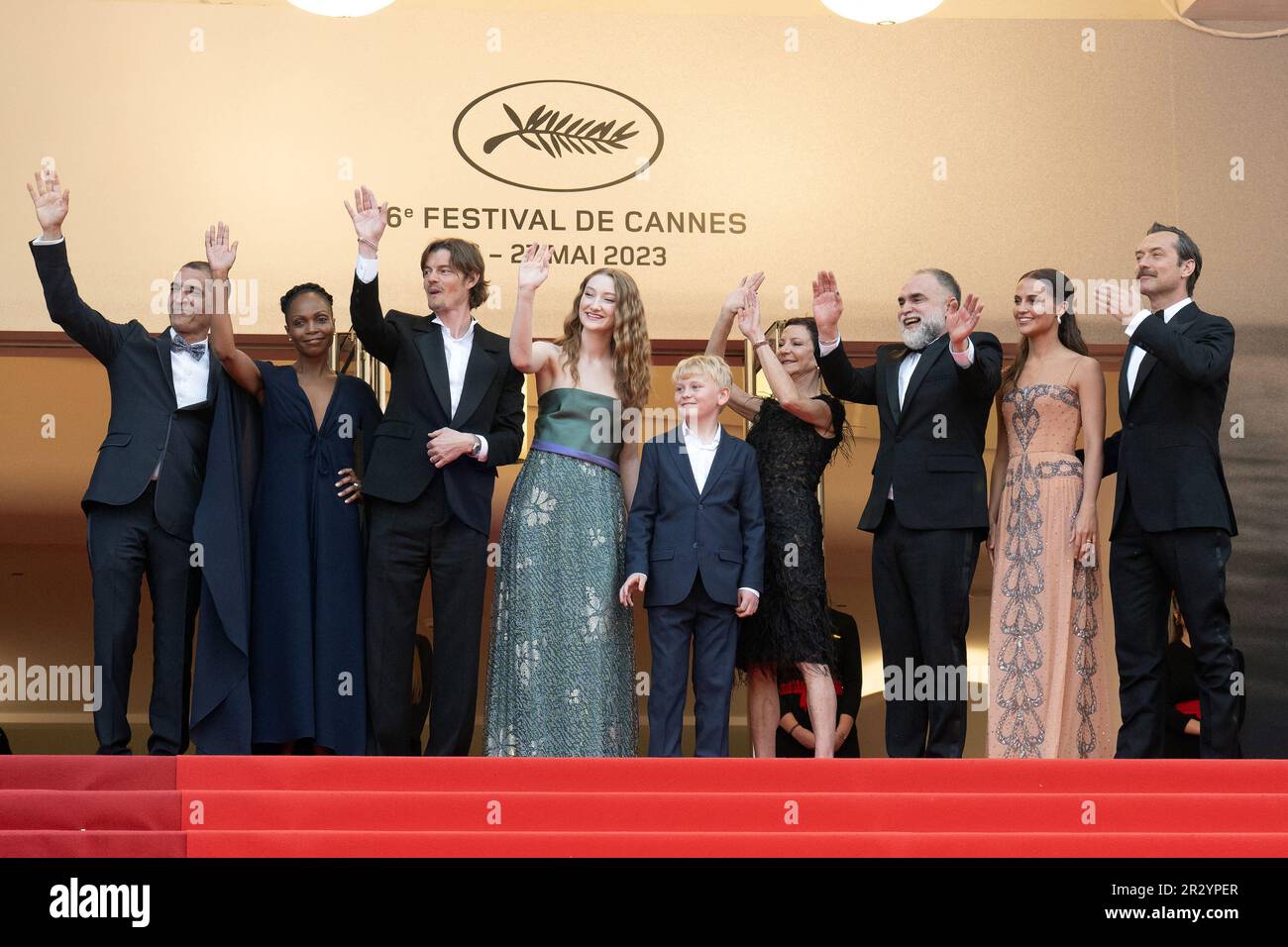 Cannes, France. 21st May, 2023. Amr Waked, Mina Andala, Sam Riley ...