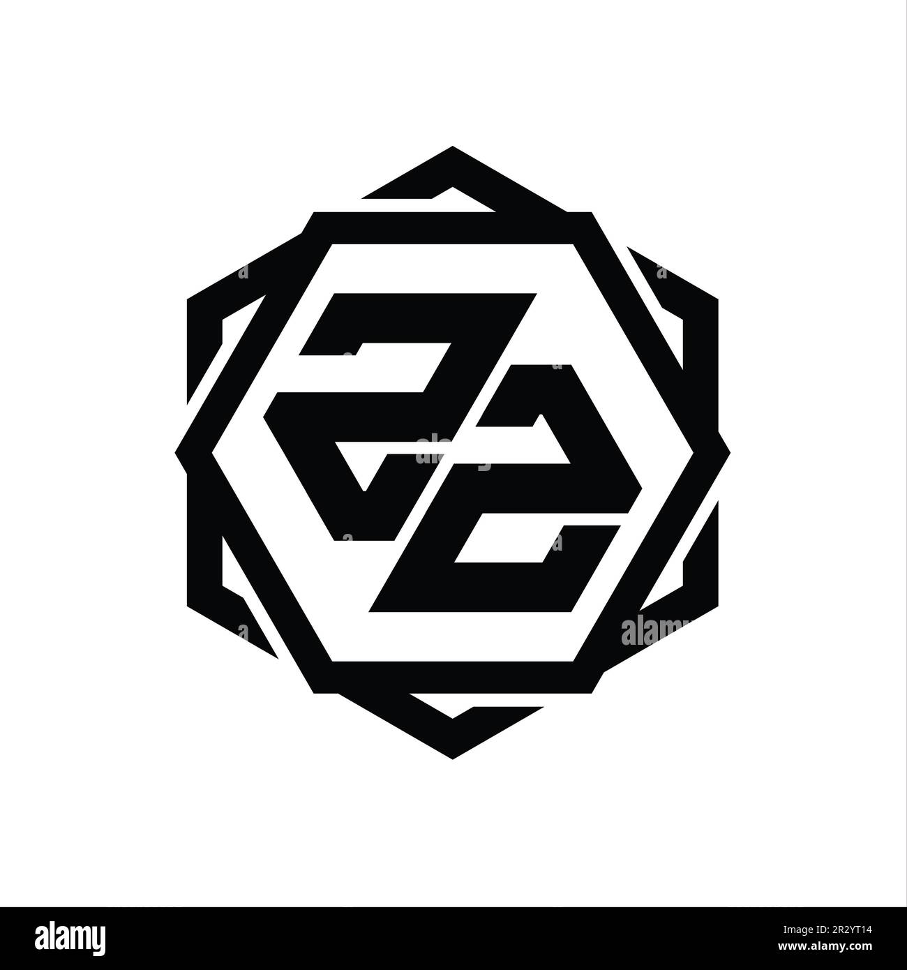 ZZ Logo monogram hexagon shape with geometric abstract isolated outline ...