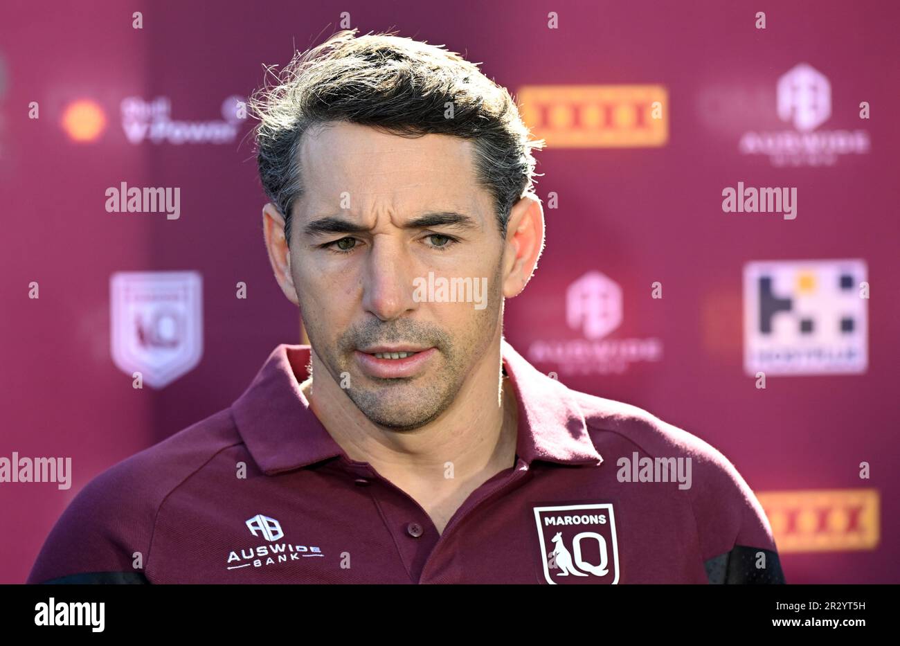 Queensland coach Billy Slater is seen at a press conference during the ...