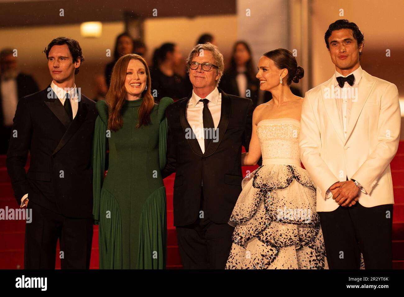 Cory Michael Smith, from left, Julianne Moore, director Todd Haynes, Natalie Portman and Charles ...