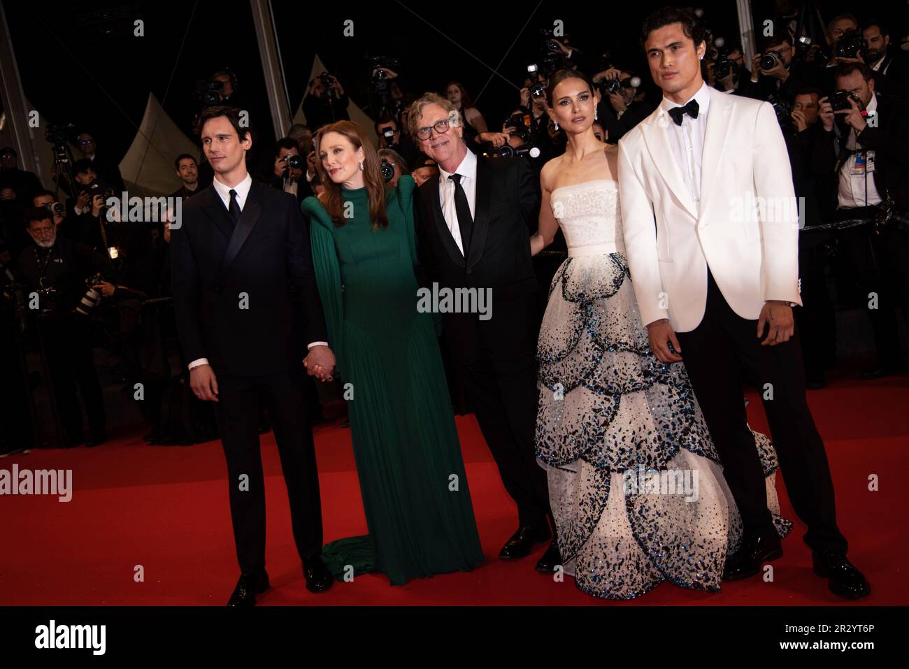 Cory Michael Smith, from left, Julianne Moore, director Todd Haynes, Natalie Portman and Charles ...