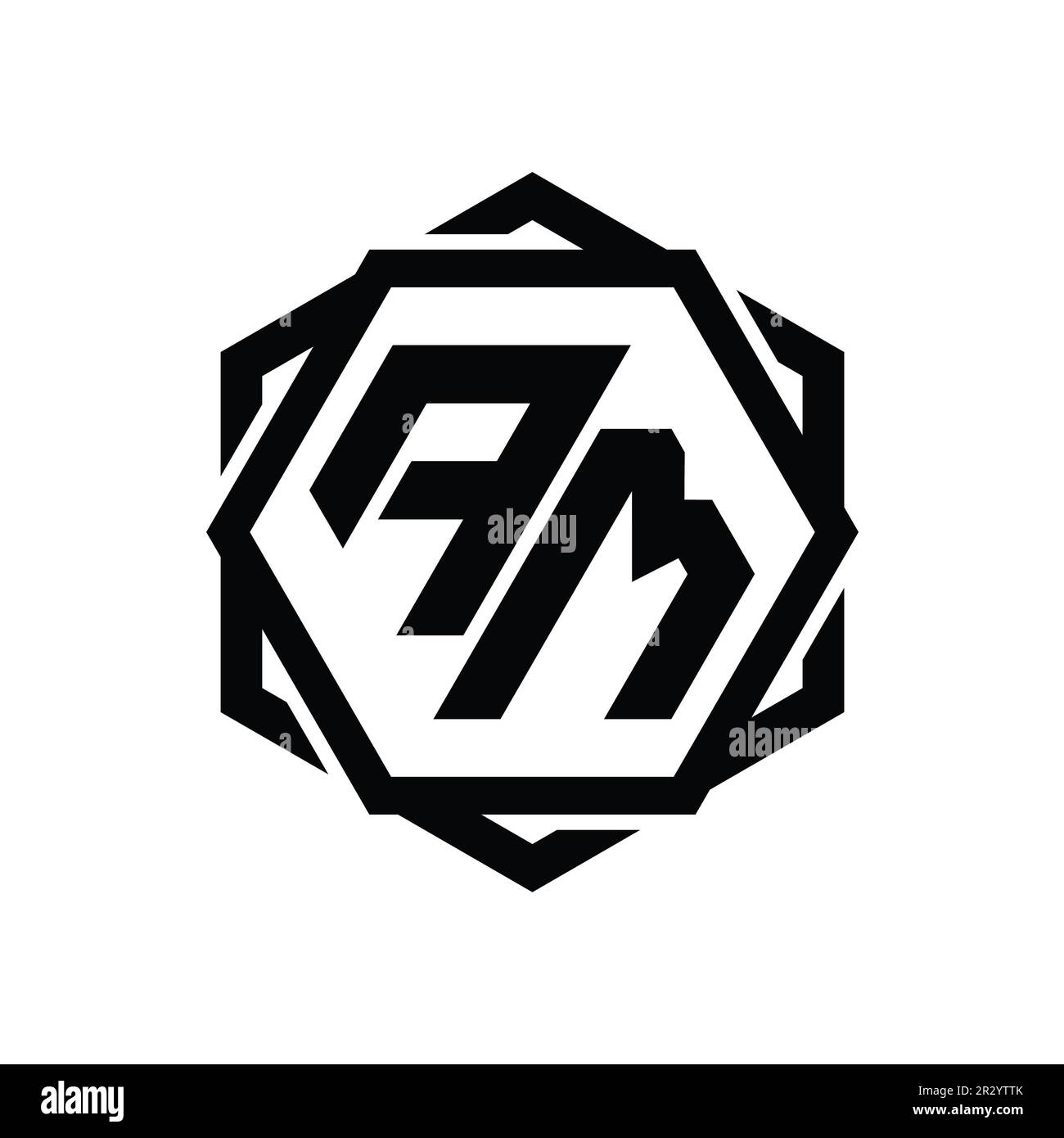AM Logo monogram hexagon shape with geometric abstract isolated outline ...