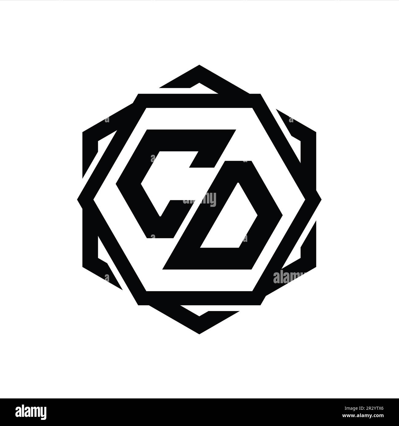CD Logo monogram hexagon shape with geometric abstract isolated outline ...
