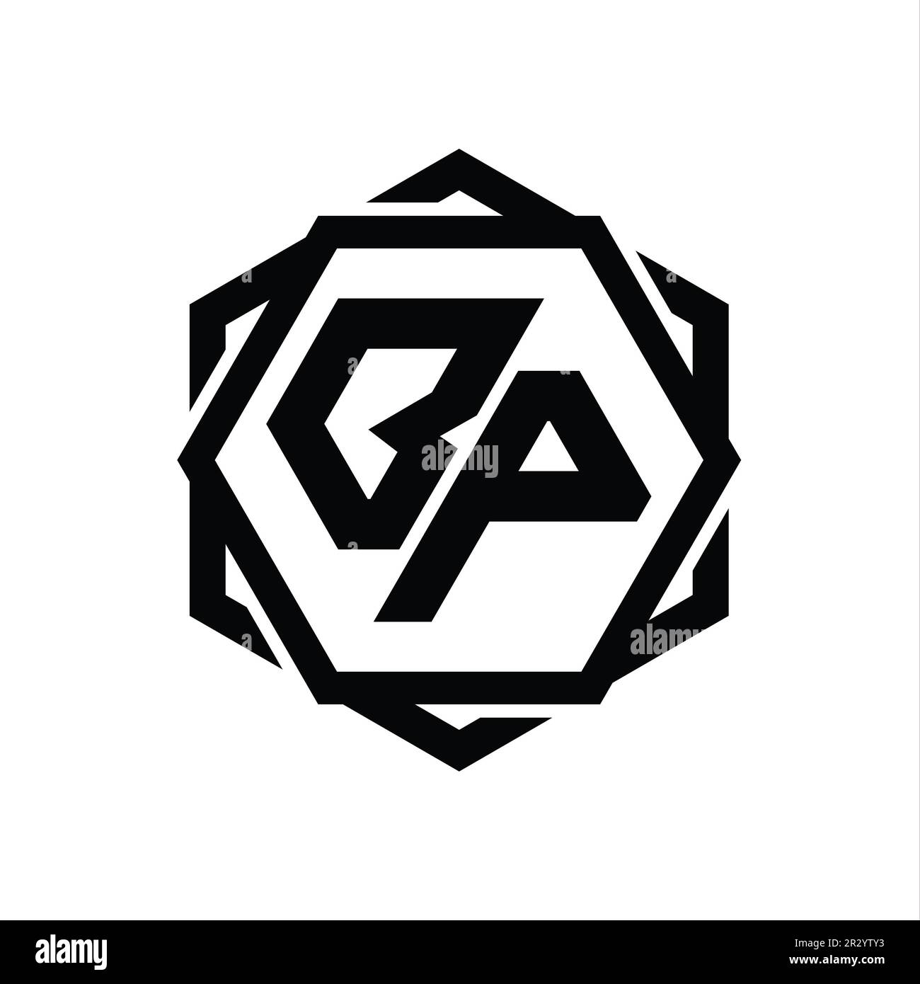BP Logo monogram hexagon shape with geometric abstract isolated outline ...