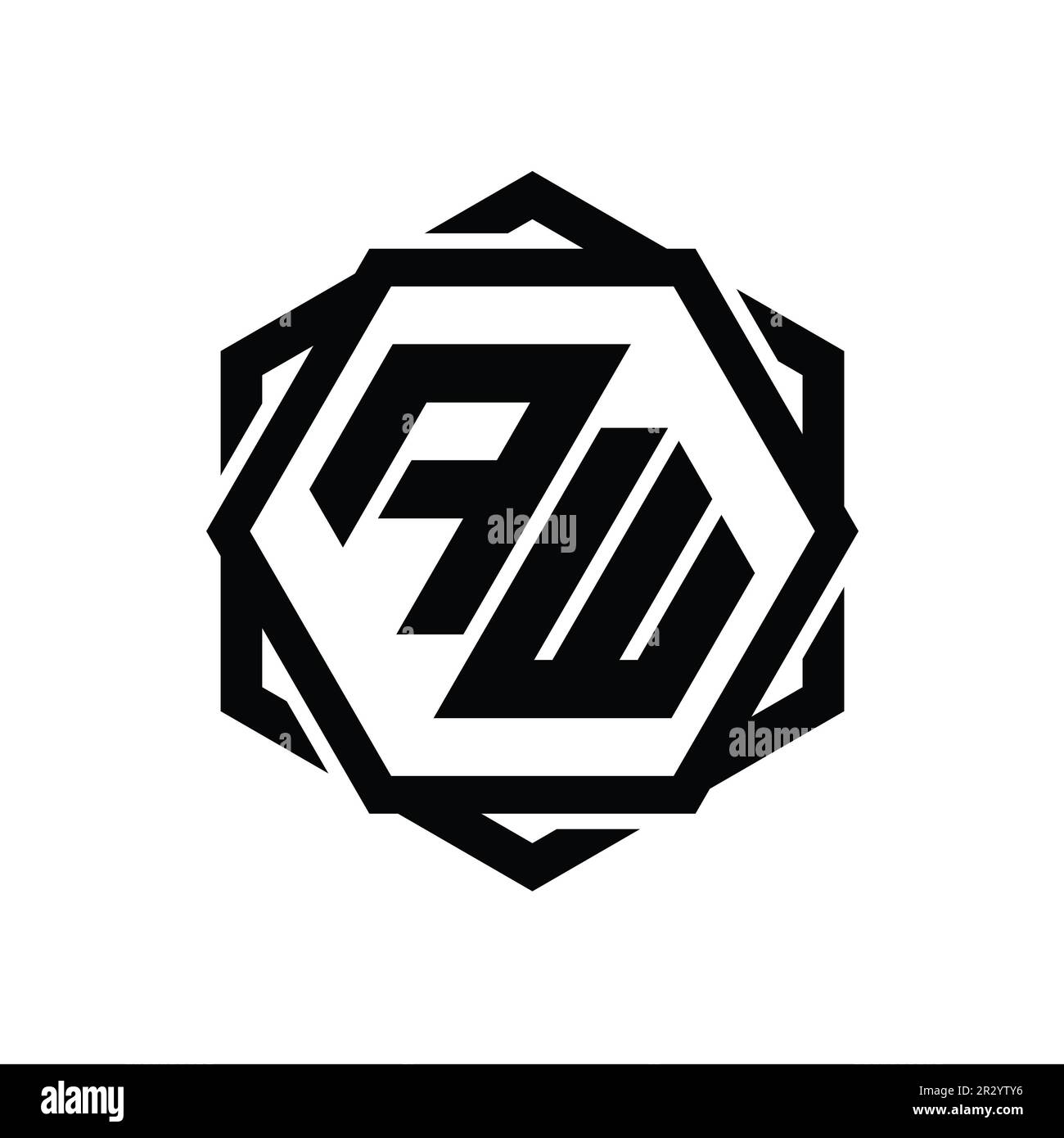 AW Logo monogram hexagon shape with geometric abstract isolated outline ...