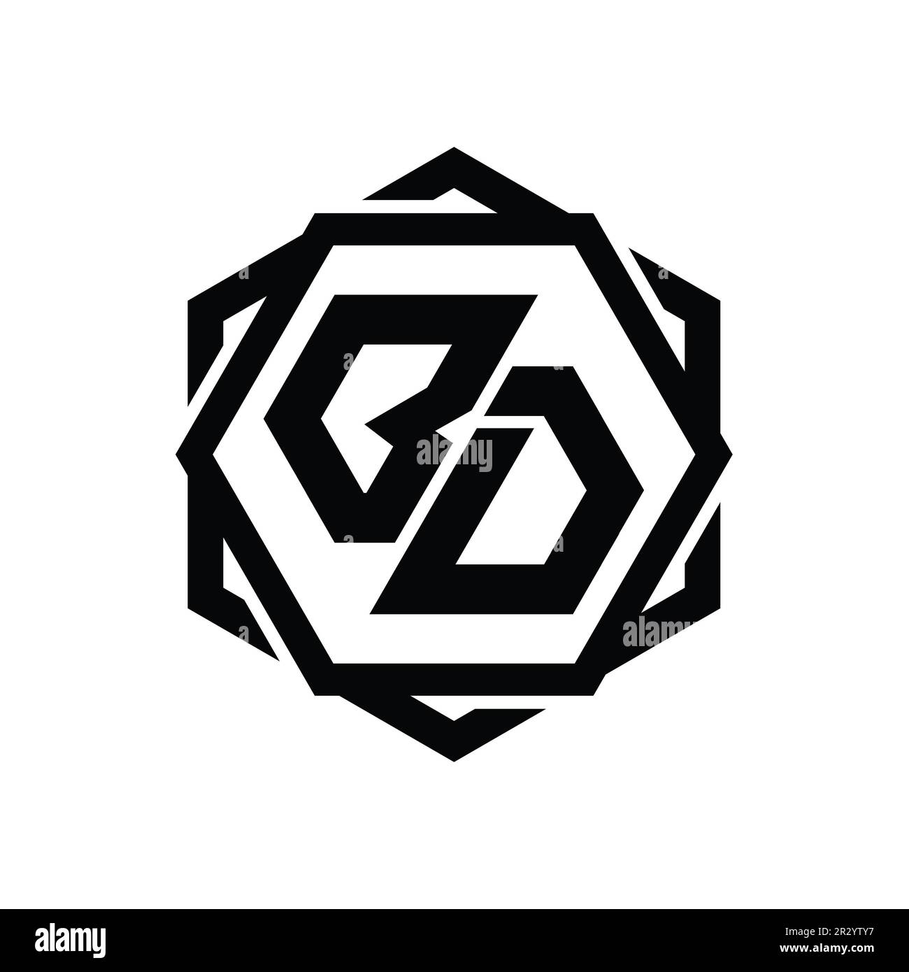 BO Logo monogram hexagon shape with geometric abstract isolated outline ...