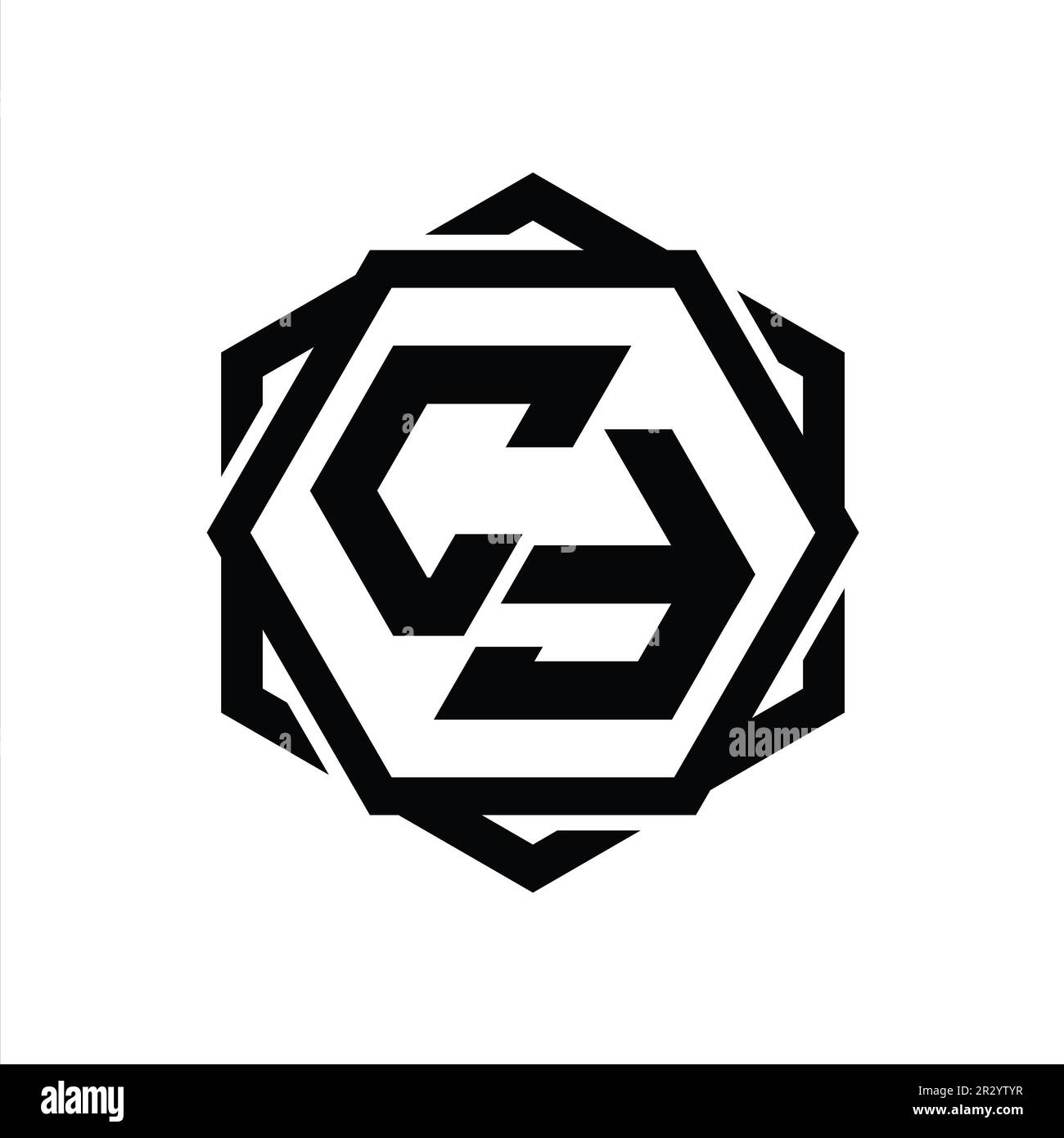 CF Logo monogram hexagon shape with geometric abstract isolated outline ...