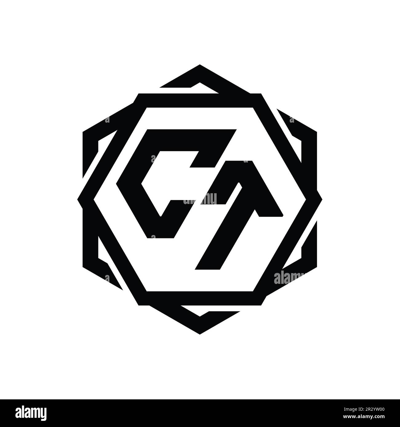 CT Logo monogram hexagon shape with geometric abstract isolated outline ...