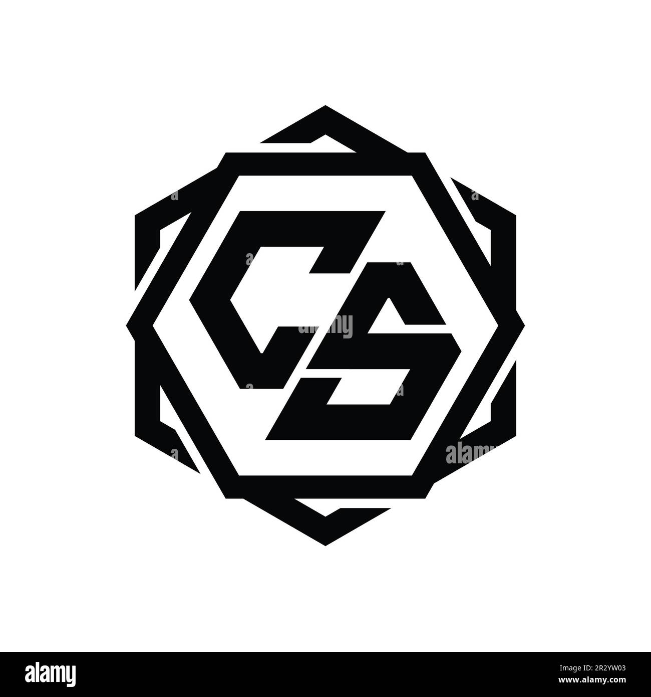 CS Logo monogram hexagon shape with geometric abstract isolated outline ...