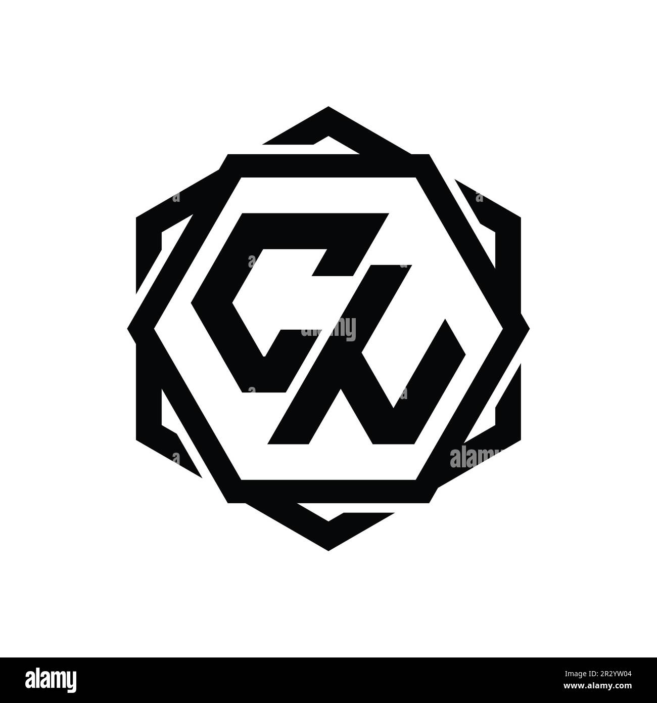 CN Logo monogram hexagon shape with geometric abstract isolated outline design template Stock ...