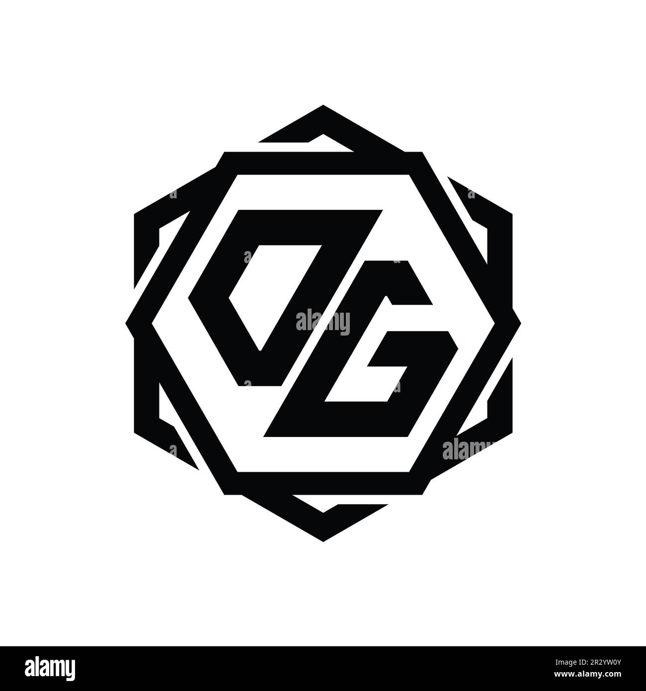 DG Logo monogram hexagon shape with geometric abstract isolated outline ...