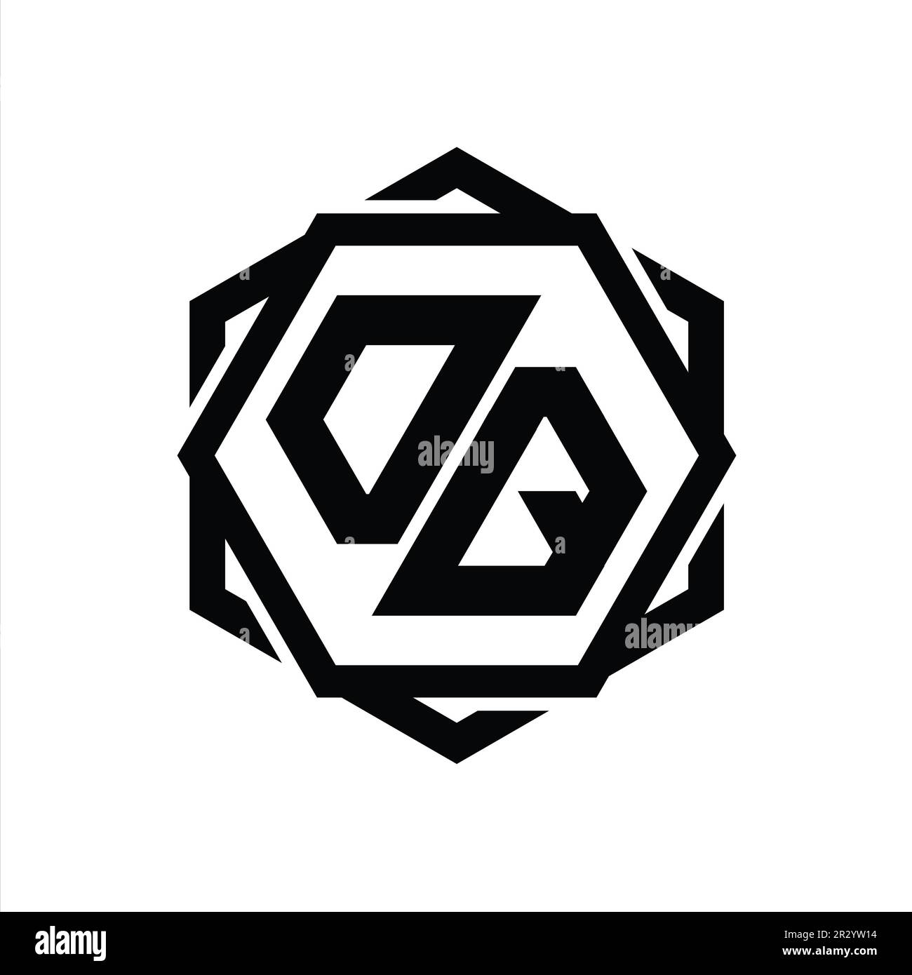 DQ Logo monogram hexagon shape with geometric abstract isolated outline design template Stock ...