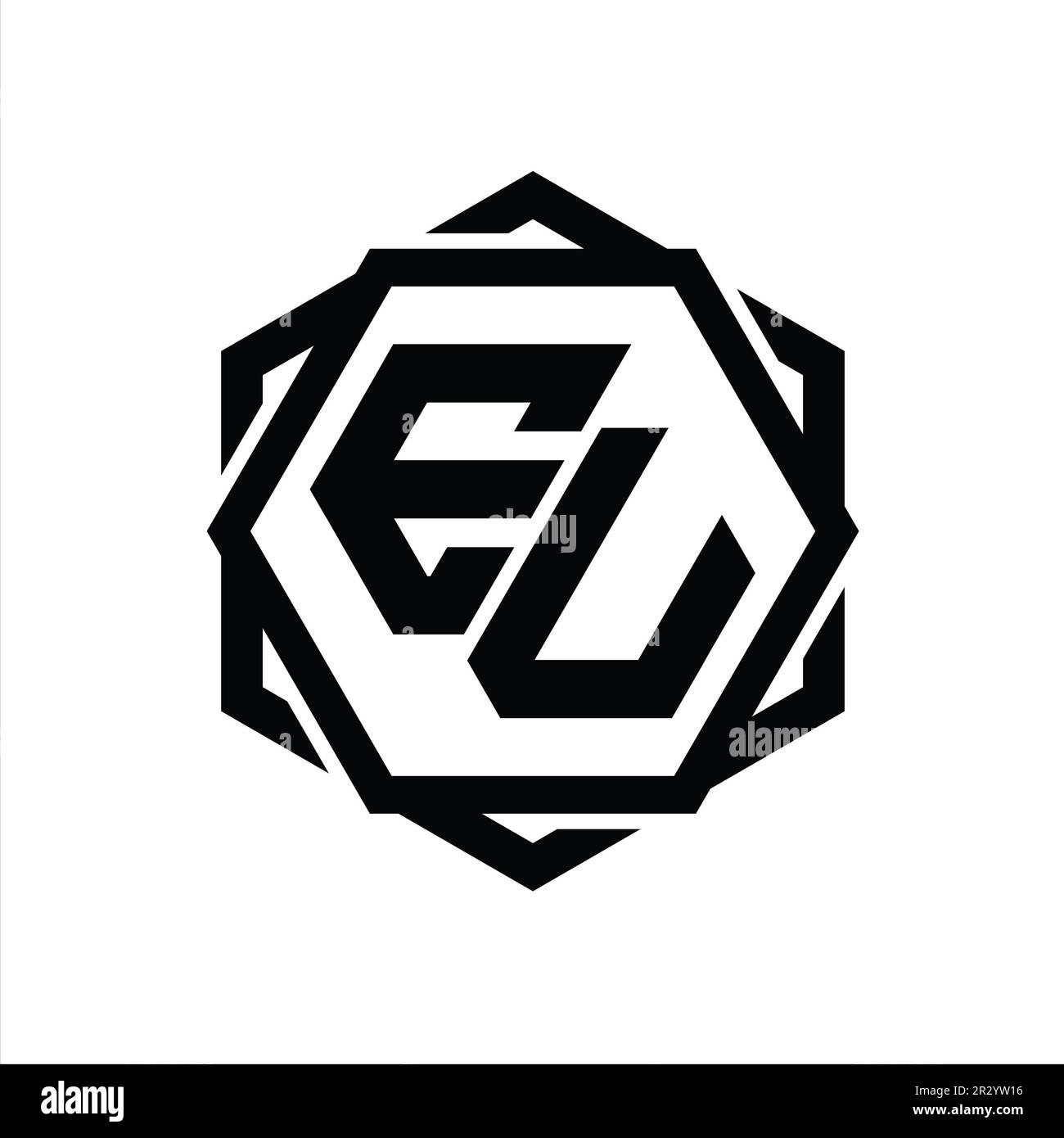EV Logo monogram hexagon shape with geometric abstract isolated outline ...
