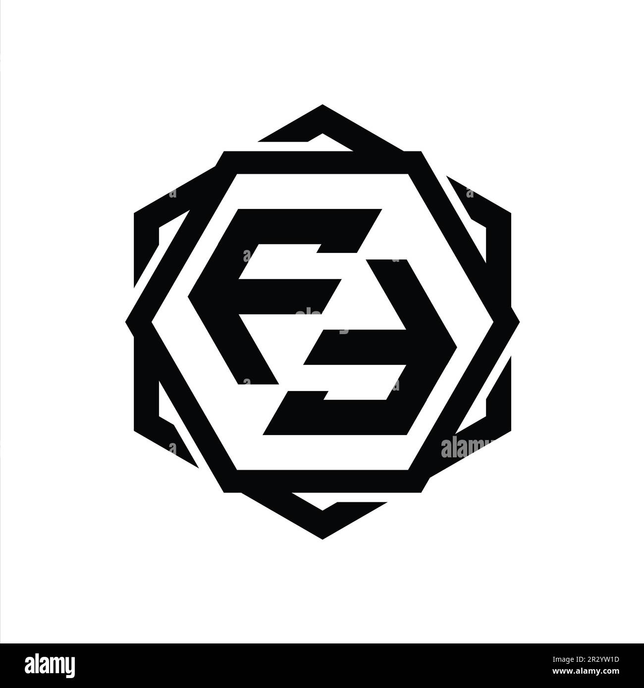 FF Logo monogram hexagon shape with geometric abstract isolated outline ...
