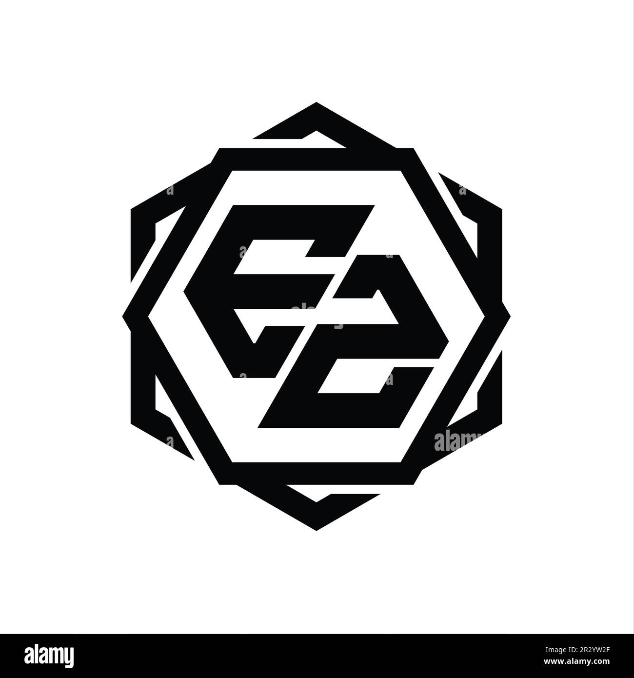 EZ Logo monogram hexagon shape with geometric abstract isolated outline design template Stock ...