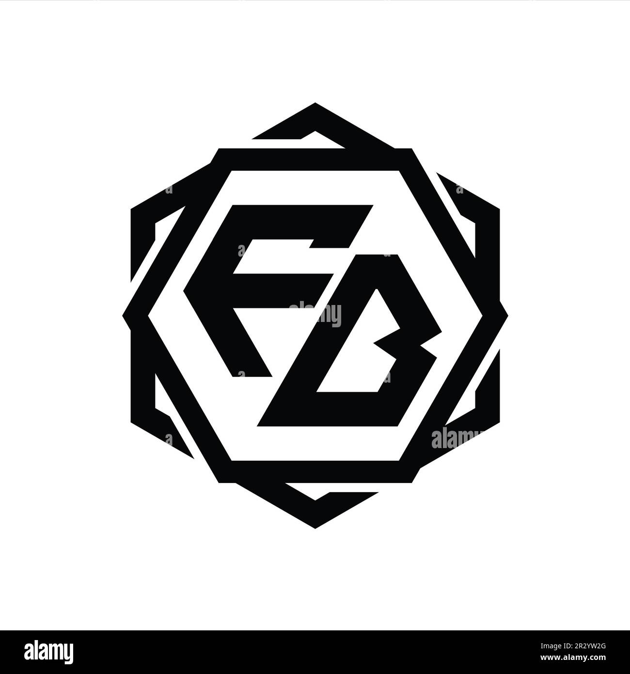 FB Logo monogram hexagon shape with geometric abstract isolated outline ...