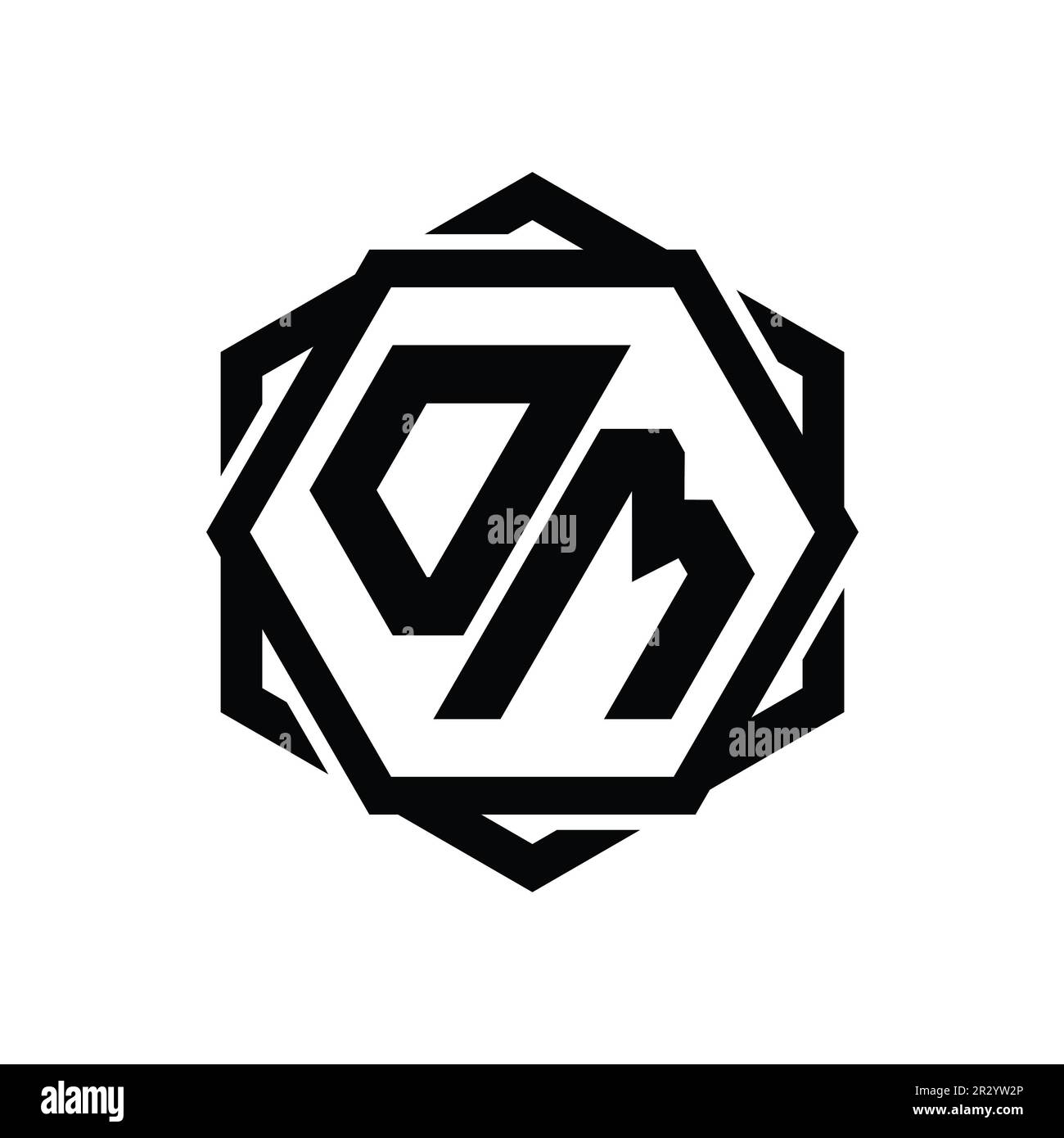 DM Logo monogram hexagon shape with geometric abstract isolated outline ...