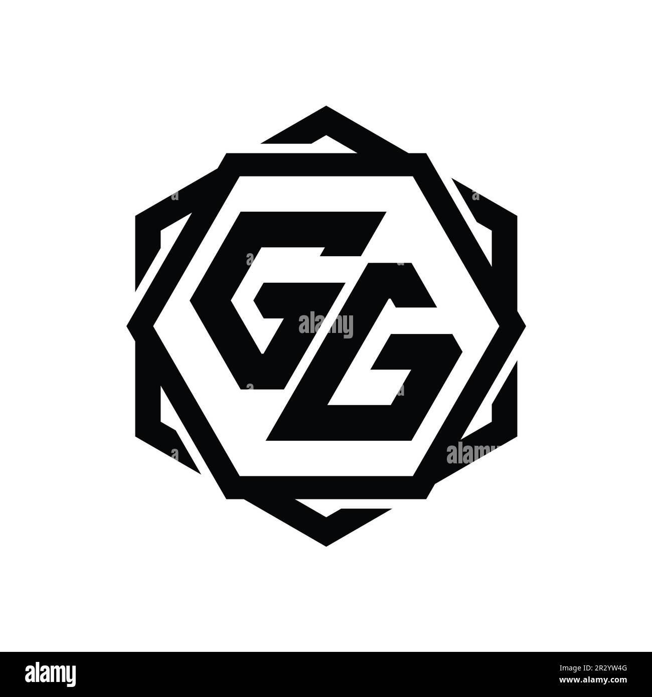 GG Logo monogram hexagon shape with geometric abstract isolated outline ...