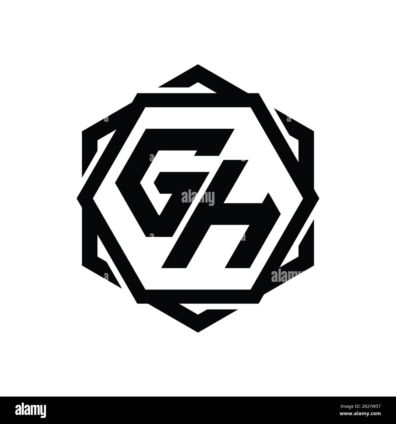 GH Logo monogram hexagon shape with geometric abstract isolated outline ...