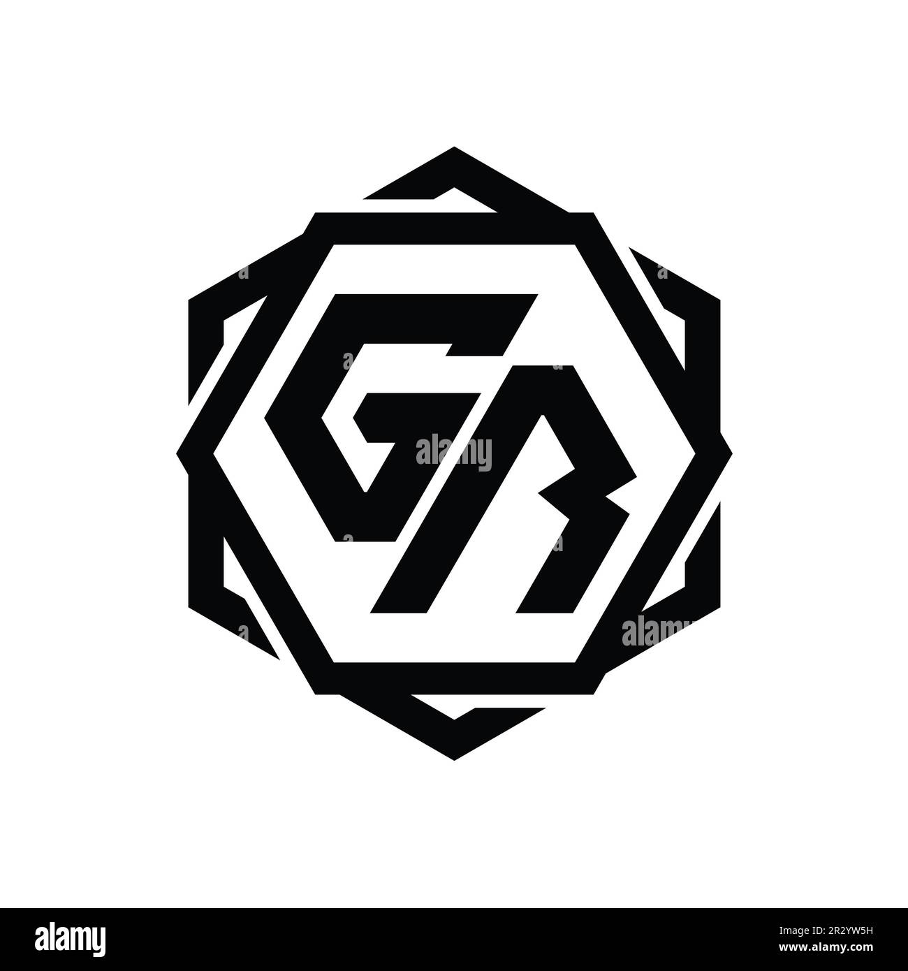 GR Logo monogram hexagon shape with geometric abstract isolated outline ...