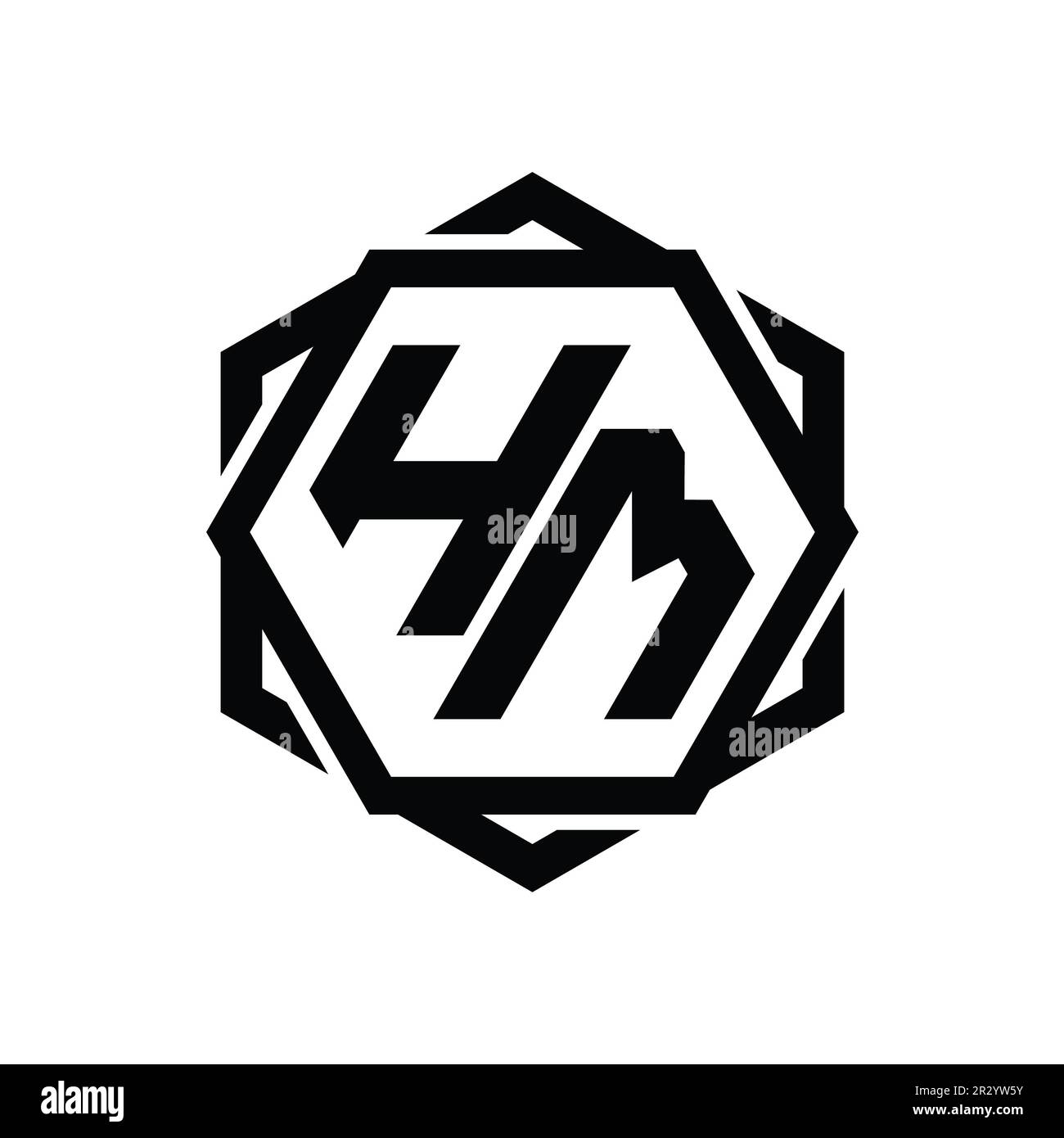 HM Logo monogram hexagon shape with geometric abstract isolated outline ...