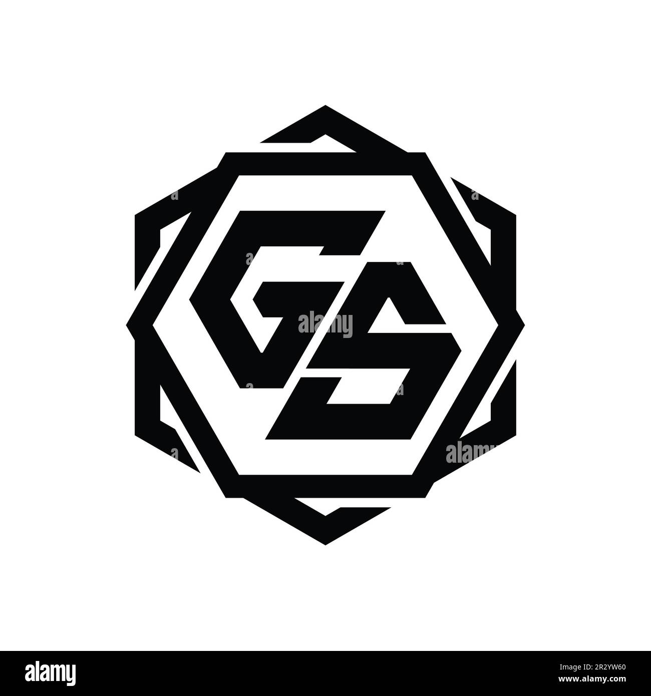 GS Logo monogram hexagon shape with geometric abstract isolated outline ...