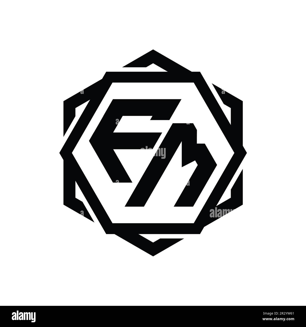 FM Logo monogram hexagon shape with geometric abstract isolated outline ...