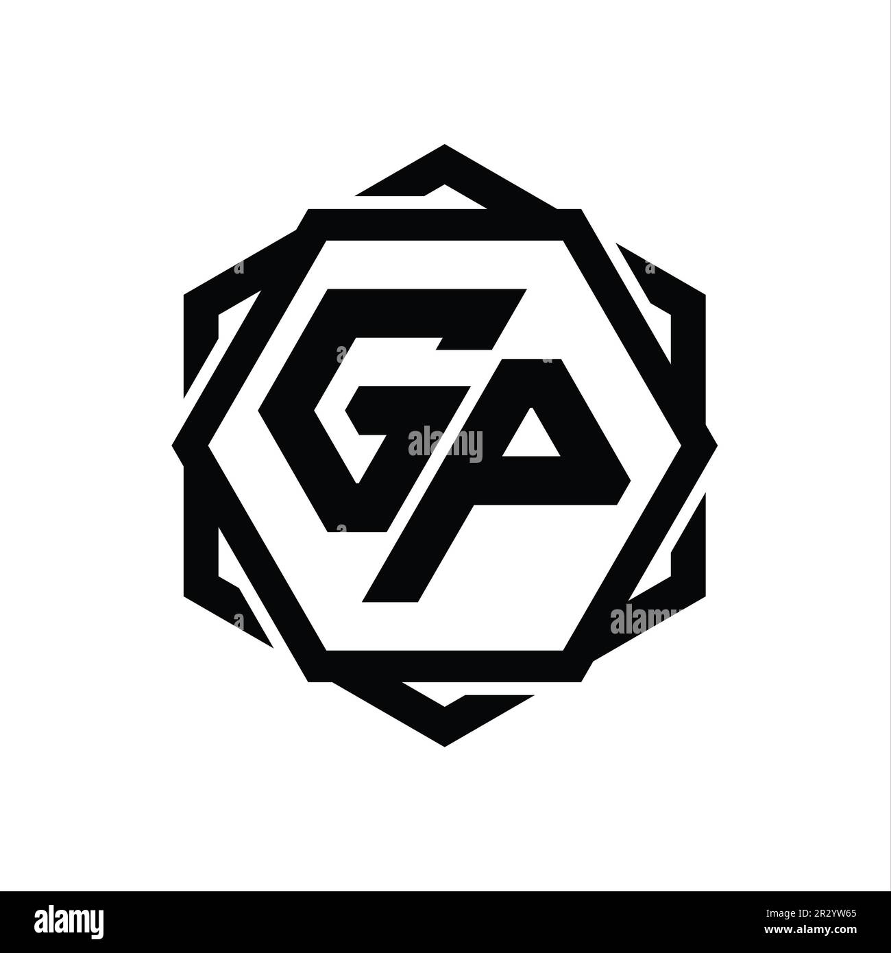 GP Logo monogram hexagon shape with geometric abstract isolated outline ...